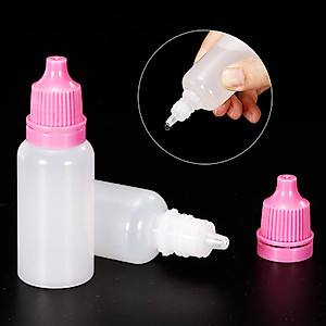 PATIKIL 15ml Liquid Dropper Bottle, 50 Pack PE Squeezable Dropping Eye Dropper Container with PP Cap for Home Travel, Pink
