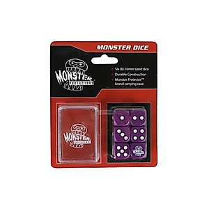Dice - Monster Protectors Set of 6 D6 Logo Die with Pocket Carrying Case (Purple)
