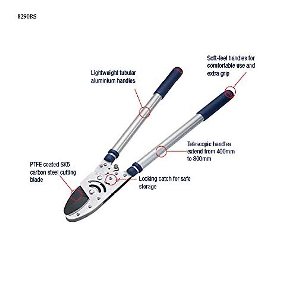 Spear & Jackson 8290RS Razorsharp Heavy Duty Telescopic Ratchet Anvil Loppers, Multicoloured