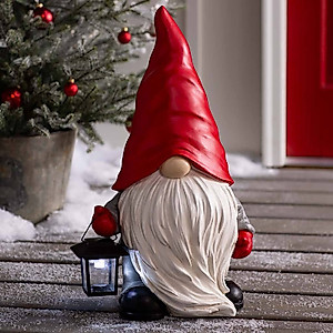 YUYVIO Welcome Home Gnome Sculpture with Solar Powered Lantern Christmas Ornaments Ornament, Garden Outdoor (W) YUYVIO-home-6-Z