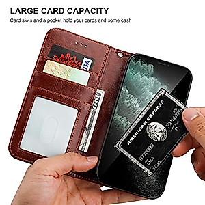 Bocasal Compatible with iPhone 12 Pro Max Wallet Case with Card Holder PU Leather Magnetic Detachable Kickstand Shockproof Wrist Strap Removable Flip Cover 6.7 inch (Brown)