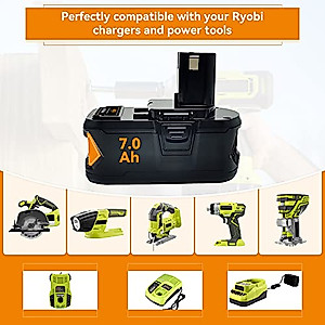 VANON 7.0Ah P108 18v Replacement for ryobi 18v Battery 1 Pack Lithium Ion High Capacity Batteries Compatible with P108 P102 P103 P104 P105 P106 P107 P109 P122 BPL18151 BPL1820 Cordless Tool