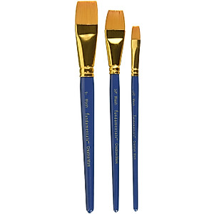 Creative Mark Fundamentals Paint Brush Set Short Handled for Decorative Arts, Watercolor, Acrylic, Oils, Set of 3 Golden Wash Paint Brushes - Set No. 17