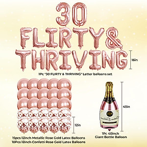 30 Flirty And Thriving Balloons Thirty Flirty And Thriving Decorations For Her 30 Balloons For Women Rose Gold Flirty Thirty Birthday Decorations Dirty Happy 30th Birthday Decorations Banners