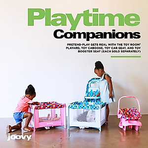 Joovy Toy Room² Playard Baby Doll Playpen Featuring Sturdy Steel Frame and Collapsible Design Allows for Easy Fold for Travel, and Travel Case - Large Enough for 22” Dolls (Blue Dot)