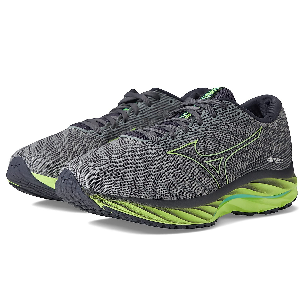 Mizuno Men's Wave Rider 26 | Neutral Running Shoe | Ultimte Grey/Neo Lime | US 10.5