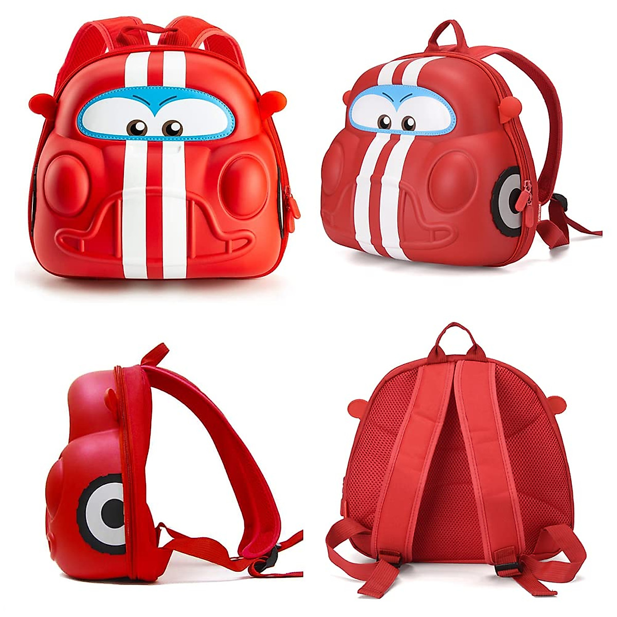 Car Toddler Backpack,Bookbags for Boy Preschool,Kids 3D Cartoon Backpack Daycare(Red)
