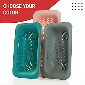 Collapsible Colander, Over the Sink Colander Strainer Basket 8x14-19 inch Size, Extendable Strainers and Colanders