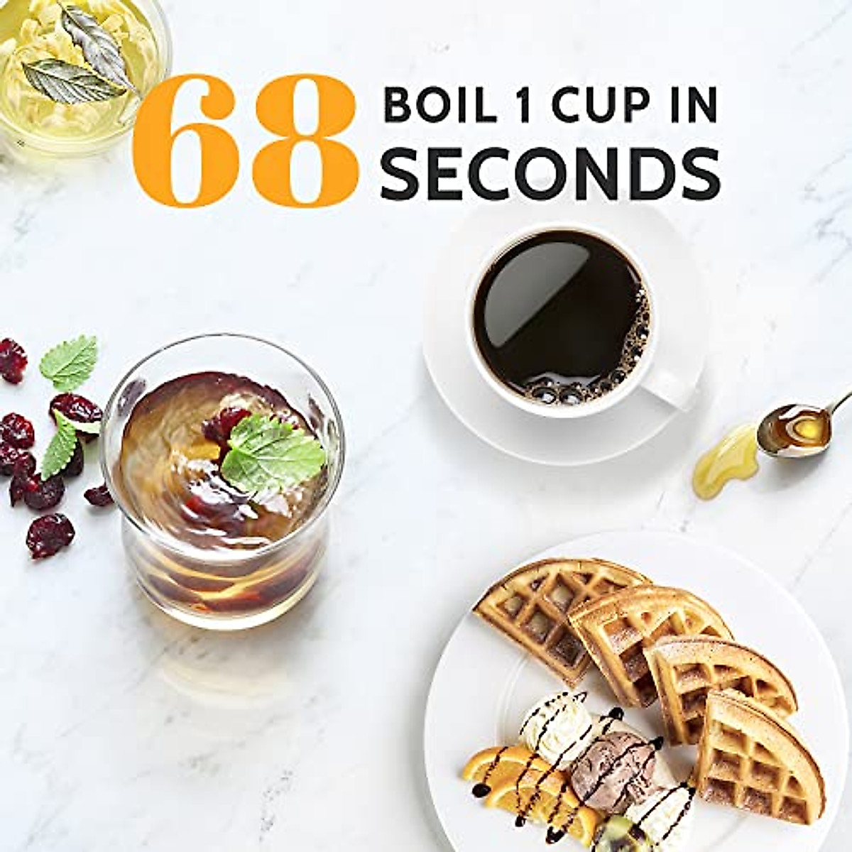 Pukomc Electric Kettle - 1.7L Hot Water Boiler - Glass Tea kettle with Wide Opening and Led Indicator, Auto Shut-Off and Boil-Dry Protection - Series 9460