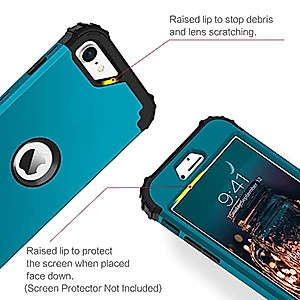 BENTOBEN iPhone SE 2022 Phone Case, iPhone SE 2020 Case, Heavy Duty 3 in 1 Full Body Rugged Shockproof Hybrid Hard PC Soft Rubber Bumper Drop Protective Girls Women 4.7 SE 3/2 Cover,Deep Blue/Black