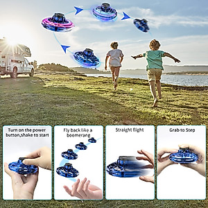 OBEST Flying Spinner UFO Mini Drone, Fidget Flying Spinner Hand Operated Drones Indoor Outdoor Cool Stuff, Mini Drones Toys Birthday Gifts for Kids Ages 8+