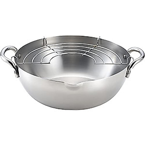 Yoshikawa SJ3391 Tempura Pot, 7.9 inches (20 cm), Gas Flame and Induction Compatible, Made in Japan, Stainless Steel