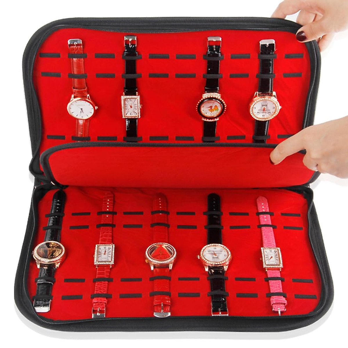 LIFKOME Watch Storage Box Watch Strap Organizer Watch Display Folder Portable Watch Pouch Travel Case Watch Band Organizer for Watch Accessories