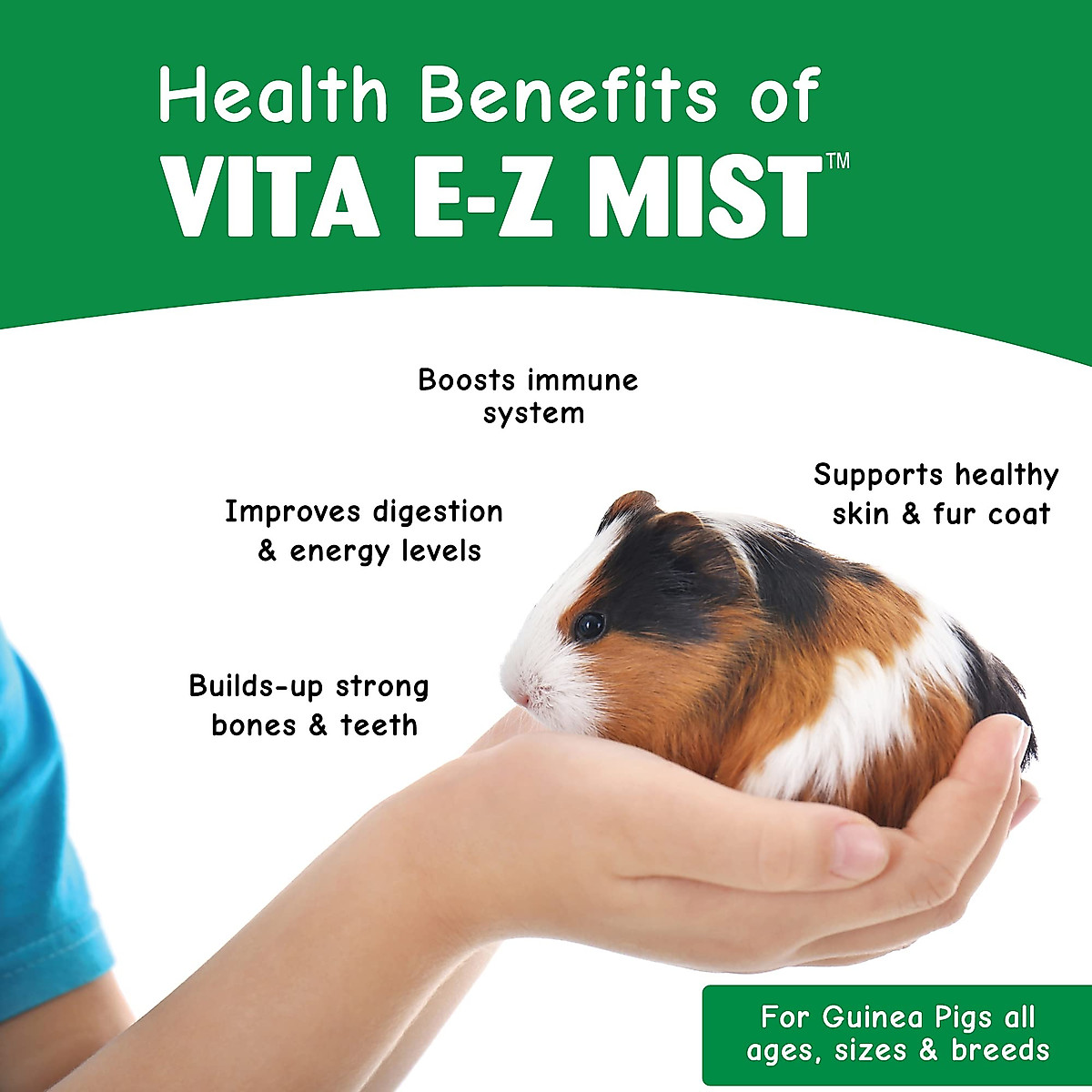 Oasis Vita E-Z Mist All-in-1 Multivitamins for Guinea Pigs - Daily Vitamin Supplement Supports Healthy Bones & Teeth, Joints & Digestion, Promotes Healthy Skin Coat, 2-Ounces