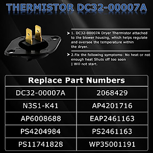 【Upgraded】DC47-00019A Dryer Heating Element for SAMSUNG DV40J3000EW/A2 DV45H7000EW/A2 DV42H5000EW/A3 DVE50R5400V/A3 DV42H5200EP/A3 DV210AEW/XAA DVE50M7450W/A3 DV42H5200EP DV48H7400EW/A2