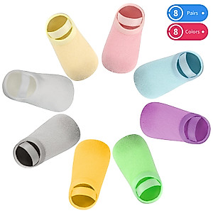 Geyoga 8 Pairs Thick Baby Non Skid Socks Baby boy Girl Gift Anti Slip Ballet Socks with Strap Cotton for Toddlers Walker(1-2 Years)