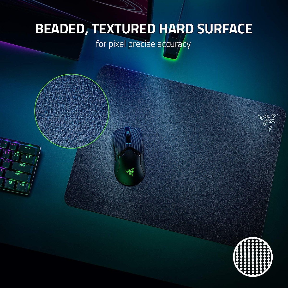 Razer Acari Ultra-Low Friction Gaming Mouse Mat: Beaded, Textured Hard Surface - Large Surface Area - Thin Form Factor - Anti-Slip Base - Classic Black