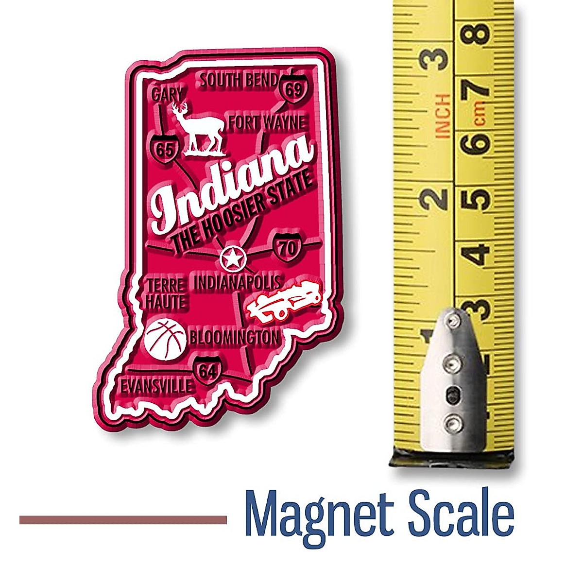 Indiana Premium State Magnet by Classic Magnets, 1.8" x 2.8", Collectible Souvenirs Made in The USA