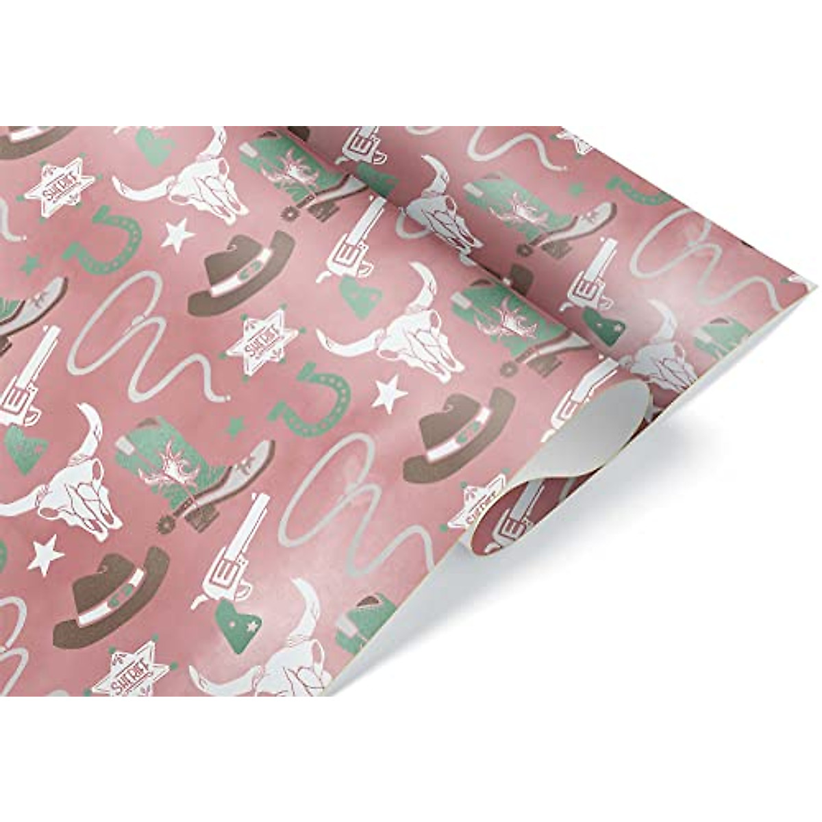 Cute Cowgirl Birthday Wrapping Paper Premium Western Gift Wrap Party Decoration Decor (6 foot x 30 inch roll), Pink