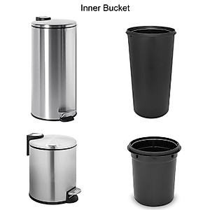Innovaze 8 Gal./30 Liter and 1.3 Gal./5 Liter Stainless Steel Step-on Trash Can Set for Kitchen and Bathroom