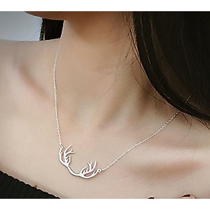 Helen de Lete Innovative Deer Horn Antler Sterling Silver Collar Necklace