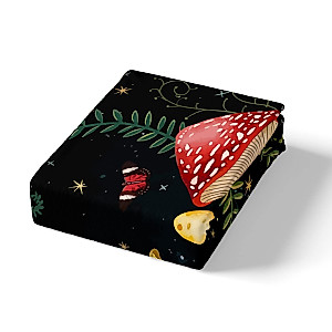 Feelyou Kids Mushroom Bedding Set Natural Wild Fungus Duvet Cover Set for Kids Girls Botanical Plants Comforter Cover Butterfly 1 Duvet Cover with 1 Pillowcase Full Size (No Comforter)