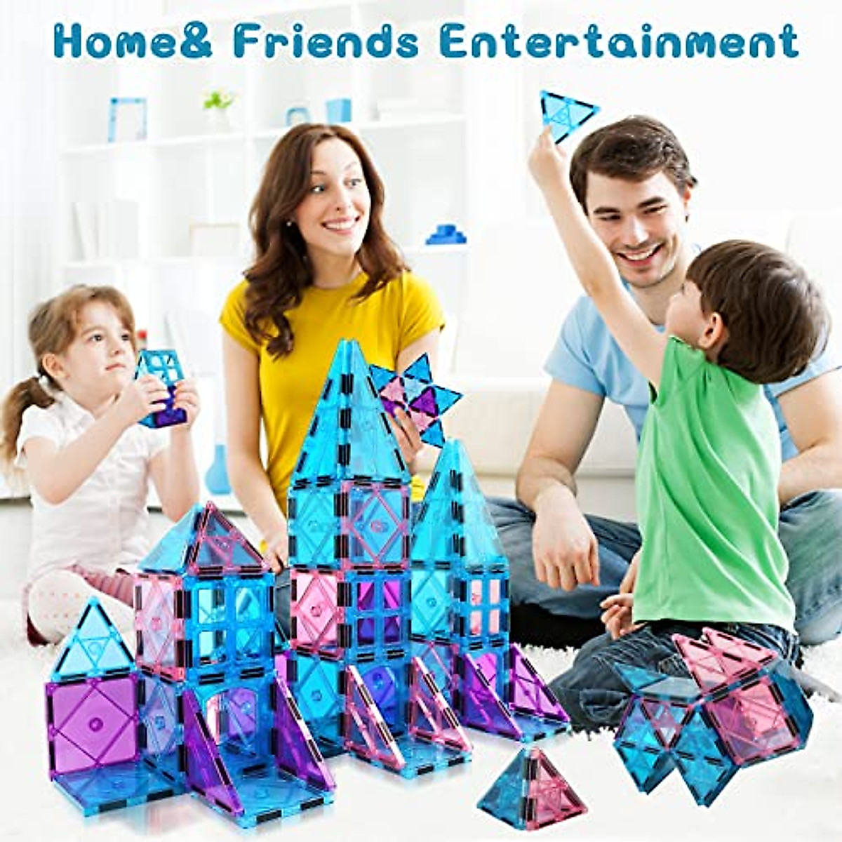 Mruikeny Magnetic Tiles Kids Toys for 3 4 5 6 7 8+ Years Old Boys Girls Magnet Toys Building Tiles STEM Educational Learning Magnetic Blocks Toy Set for Toddlers Child Ages 3-6 Birthday