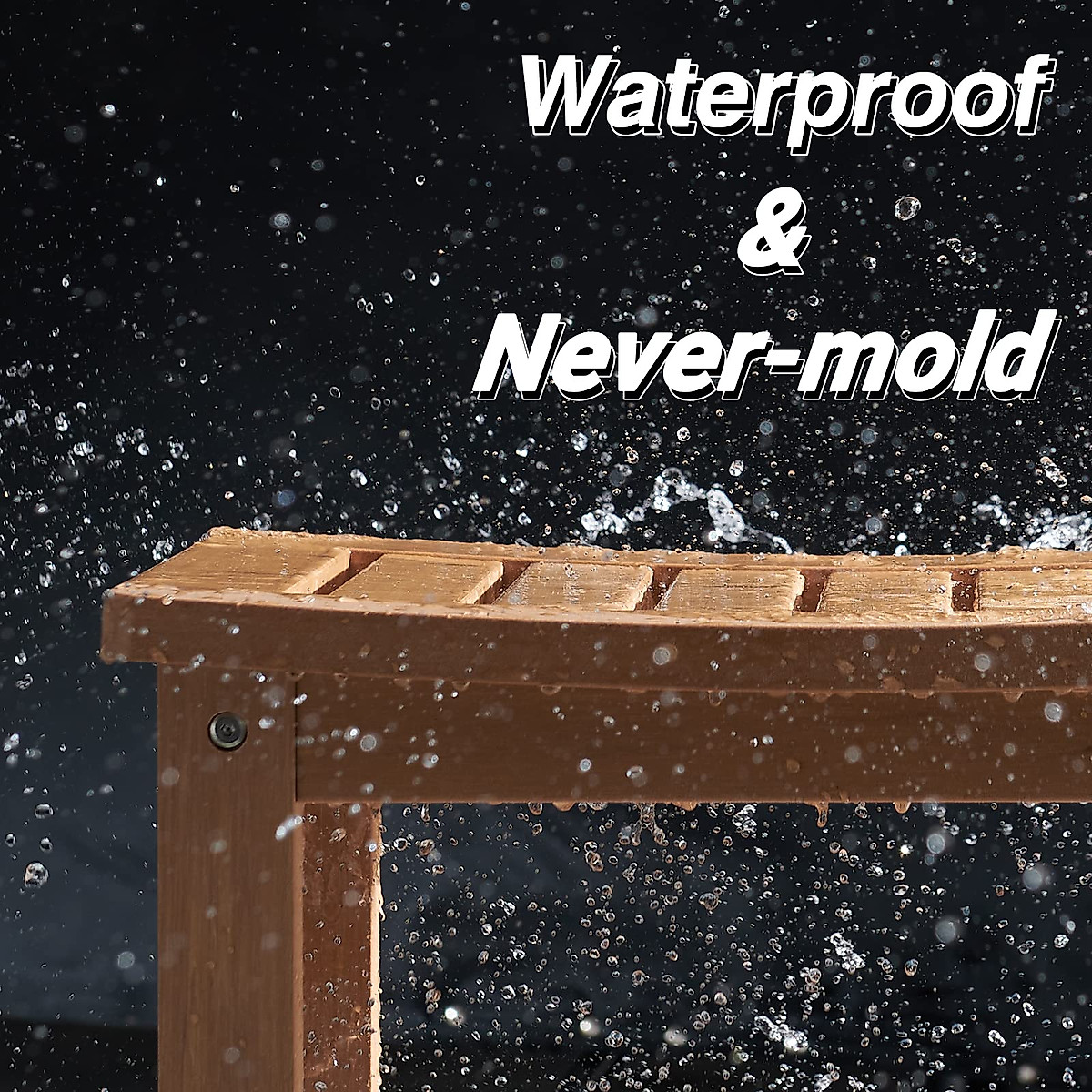 Psilvam Poly Lumber Shower Bench, Shower Stool with Storage Shelf, Water Resistant & Non-Slip Design Shower Seat for Bathroom, Living Room, Bedroom 21 1/4"×14"×18 1/2"（Teak Color）