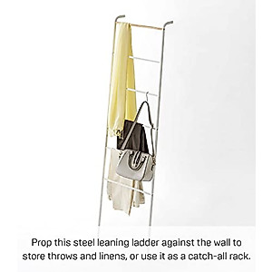 Yamazaki Home Leaning Ladder Rack, Space Saving Steel One Size White
