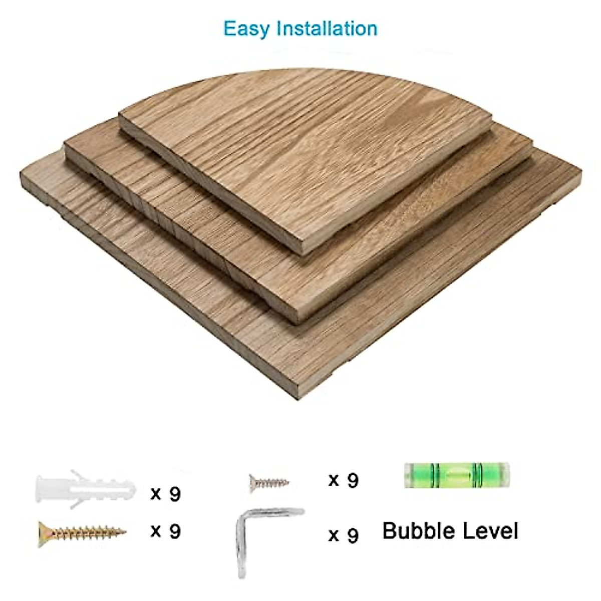 Amy Dceom Rustic Wood Corner Wall Shelves Set of 3, Wall Mount Solid Wood Floating Corner Shelves for Bedroom, Living Room, Bathroom, Kitchen (Natural)