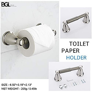 BGL 4-Piece Bathroom Accessory Set Brushed Nickel Bathroom Hardware Set 24 Inches Adjustable Towel Bar Towel Ring Paper Holder Robe Hook