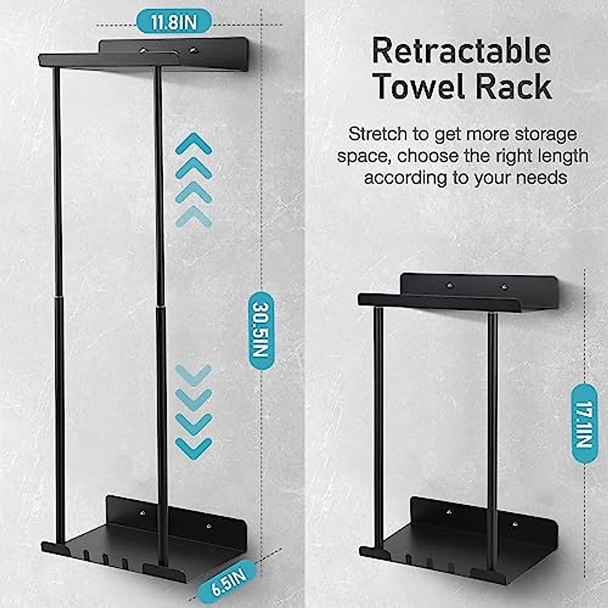 Hommtina Bathroom Towel Storage Black Towel Holder Bathroom Decor Aesthetic Towel Racks for Bathroom Bath Towel Storage for Rolled Towels Organizer