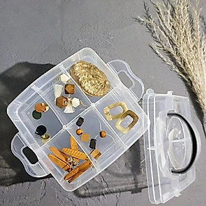 esowemsn 1PC 3-Tier Stackable Craft Storage Containers Plastic Jewelry Box Organizers with 18 Compartments for Bead,Earring,Necklace,Arts and Craft,Jewelry,Ribbon