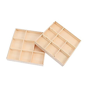 EXCEART 2pcs Wood Tray Box for Craft Compartments Wooden Divided Boxes Succulents Flower Pot Desktop Storage Box Holder Display Tray for Jewelry Ornaments
