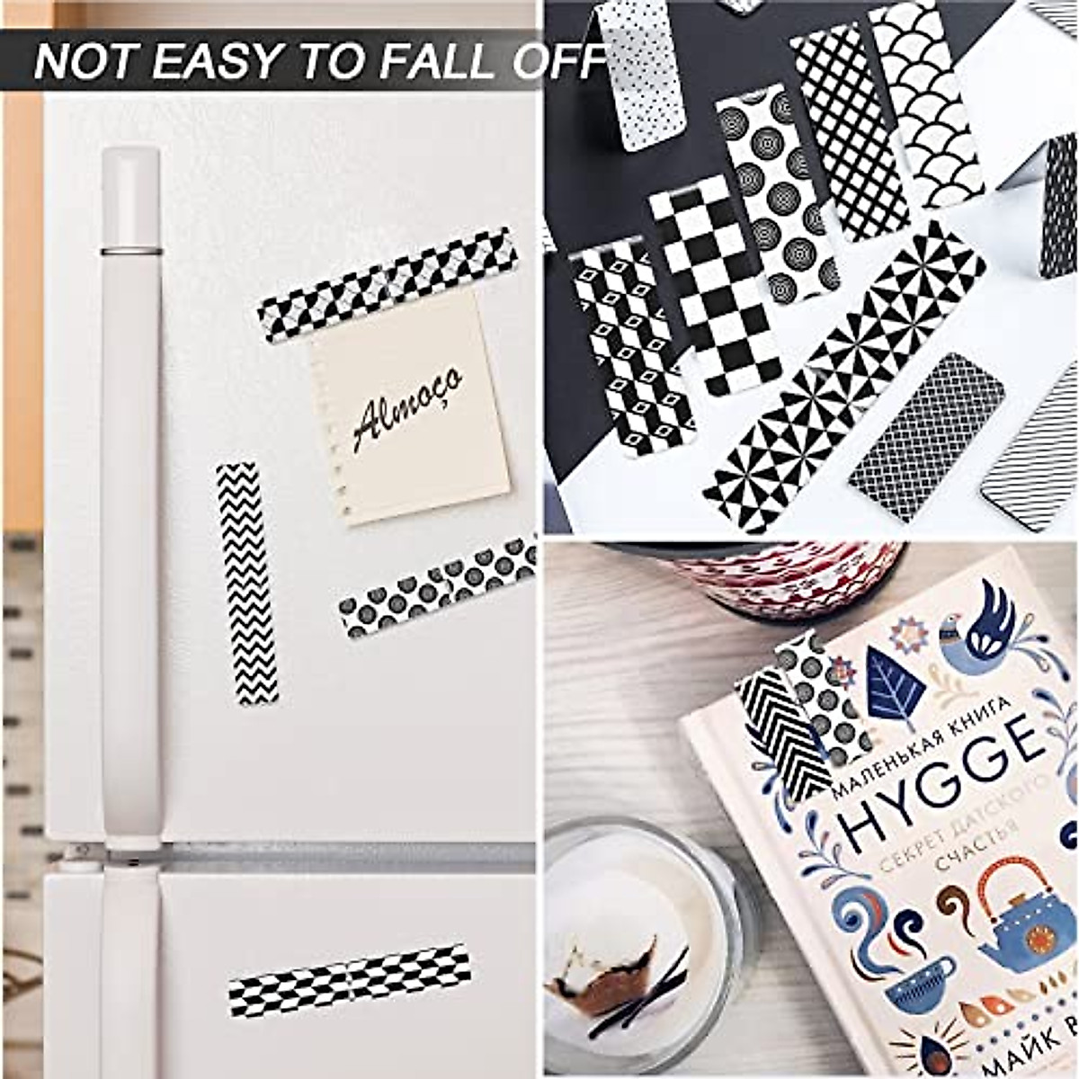 MWOOT 30Pcs Geometric Magnetic Bookmarks, Black White Magnet Page Markers Kit, Creative Magnetic Page Clips Bookmark for School Office Kids Students Book Lovers Reading Supplies (30 Styles, 6x2CM)