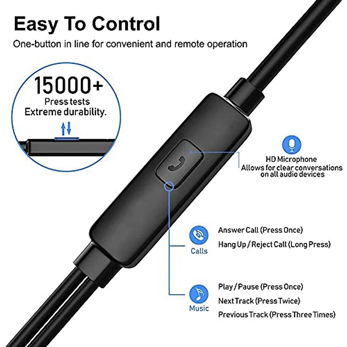 Headphones for iPhone with Microphone, Volume Control and Noise Isolation - Compatible with iPhone 14/13/12/11/7/8/8plus X/Xs/XR/Xs max/pro/se - Supports All iOS Systems（Black）!