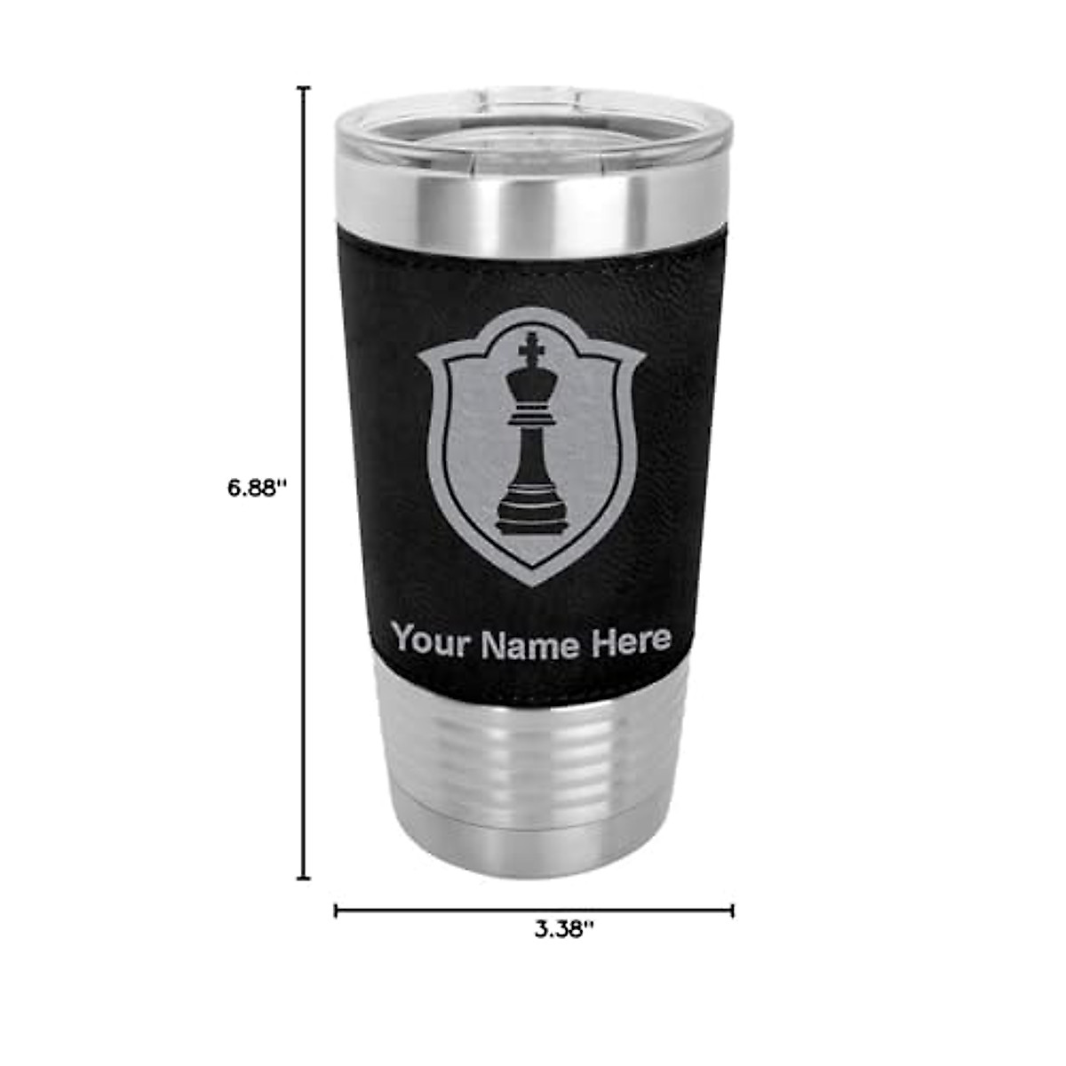 LaserGram 20oz Vacuum Insulated Tumbler Mug, Chess King, Personalized Engraving Included (Faux Leather, Black)