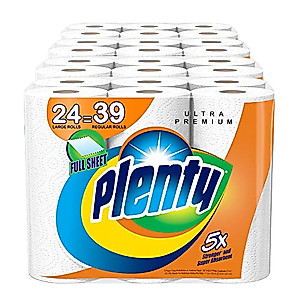 Plenty Ultra Premium Paper Towels | XL Rolls | Super Absorbent | Strong & Durable | Full Sheet | 24 Rolls