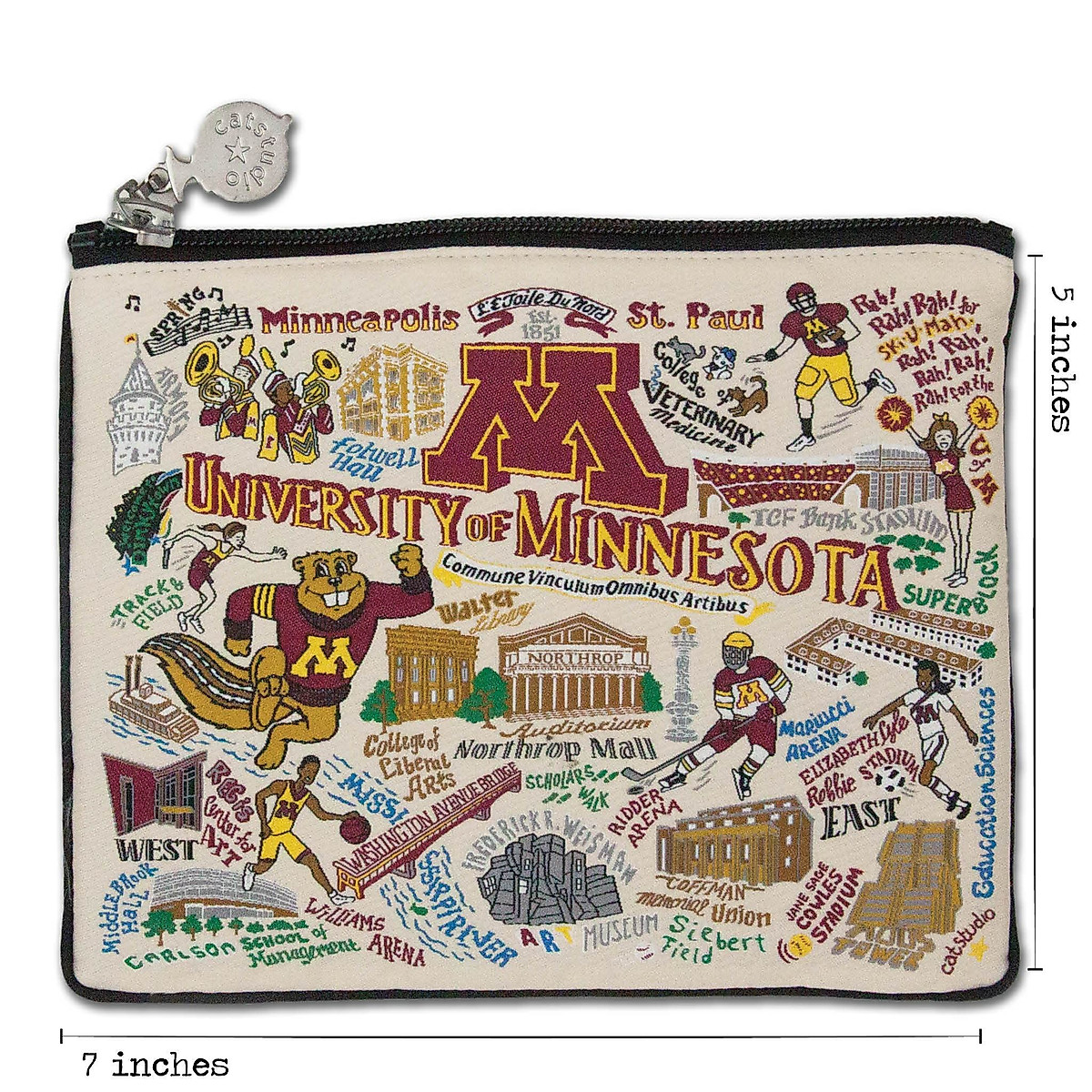 Catstudio University of Minnesota Collegiate Zipper Pouch Purse | Holds Your Phone, Coins, Pencils, Makeup, Dog Treats, & Tech Tools