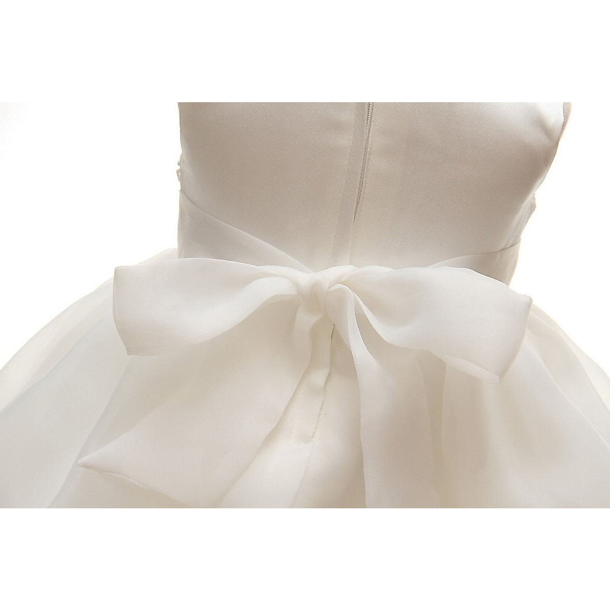 Meiqiduo Baby Girls Dresses Christening Wedding Pageant Bow Formal Dress Ivory White (6M/6-12months)
