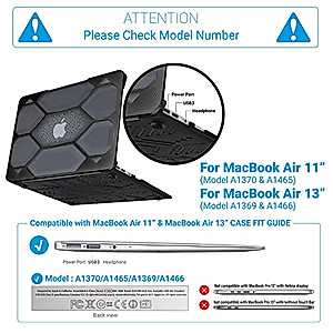 IBENZER Compatible MacBook Air 13 Inch Case A1466 A1369, Heavy Duty Protective Hard Shell Case Cover for Apple Mac Air 13 Old Version 2017 2016 2015 2014 2013 2012 2011 2010, Black, HA13CYBK