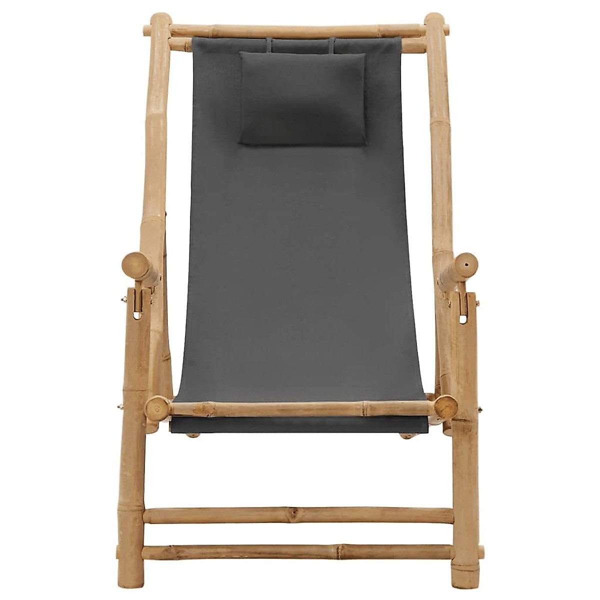 MSLAONXC Deck Chair Bamboo and Canvas,Porch Chairs,Backyard Chairs,Lawn Chairs,Balcony Chairs,Garden Chairs,Camping Chair,for Lawn, Poolside, Courtyard, Balcony, Garden,Living Room,Dark Gray