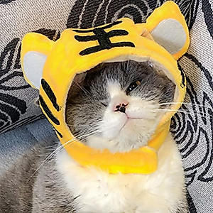 Generic 2pcs Dog Pet Costumes Hat Novelty Puppy Hat Chinese New Year Pet Tiger Hat for Xmas Birthday Chinese Spring Festival Party Dress up, Yellow, 15X12CM, 042C36QH14B91