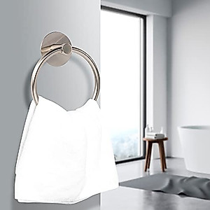No Drilling Self Adhesive Towel Holder, Stainless Steel Towel Ring, Bathroom and Kitchen Towel Rack (Brush Nickel)