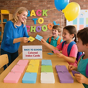 Koogel 480 Pcs Colored Index Cards, 3 x 5 Inch Study Cards Colored Notecards on Ring Flash Cards for School Learning Memory Recipe Cards Game Card