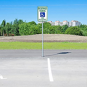 SmartSign 18 x 12 inch “Reserved Parking - Van Accessible” Handicapped Parking Metal Sign, 63 mil Aluminum, 3M Laminated Engineer Grade Reflective Material, Green, Blue and White