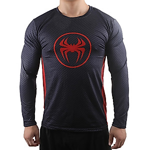 Rulercosplay Anime Movie Novelty T-Shirt Miles Digital Printing Quicky Dry Black&Red Compression Cosplay Shirt for Man, M