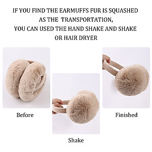Yuoahcn Women Girls Ear Muffs Fashion Warm Plush Earmuffs Winter Foldable Ear Warmer Windproof Adjustable Earmuff (Khaki)