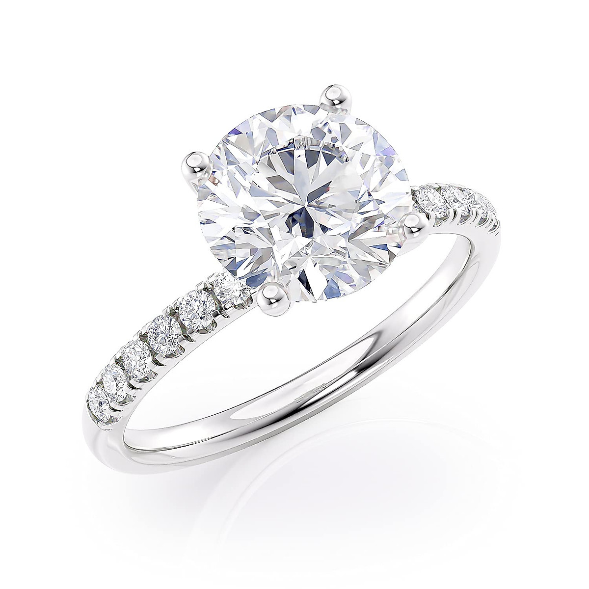 Beverly Hills Jewelers 2 Carat Moissanite Engagement Ring with 1/3 Carat Round Natural Diamond in 14K White Gold (G-H/VS, G-H/SI, cttw, DEW) for Women Size 6.5