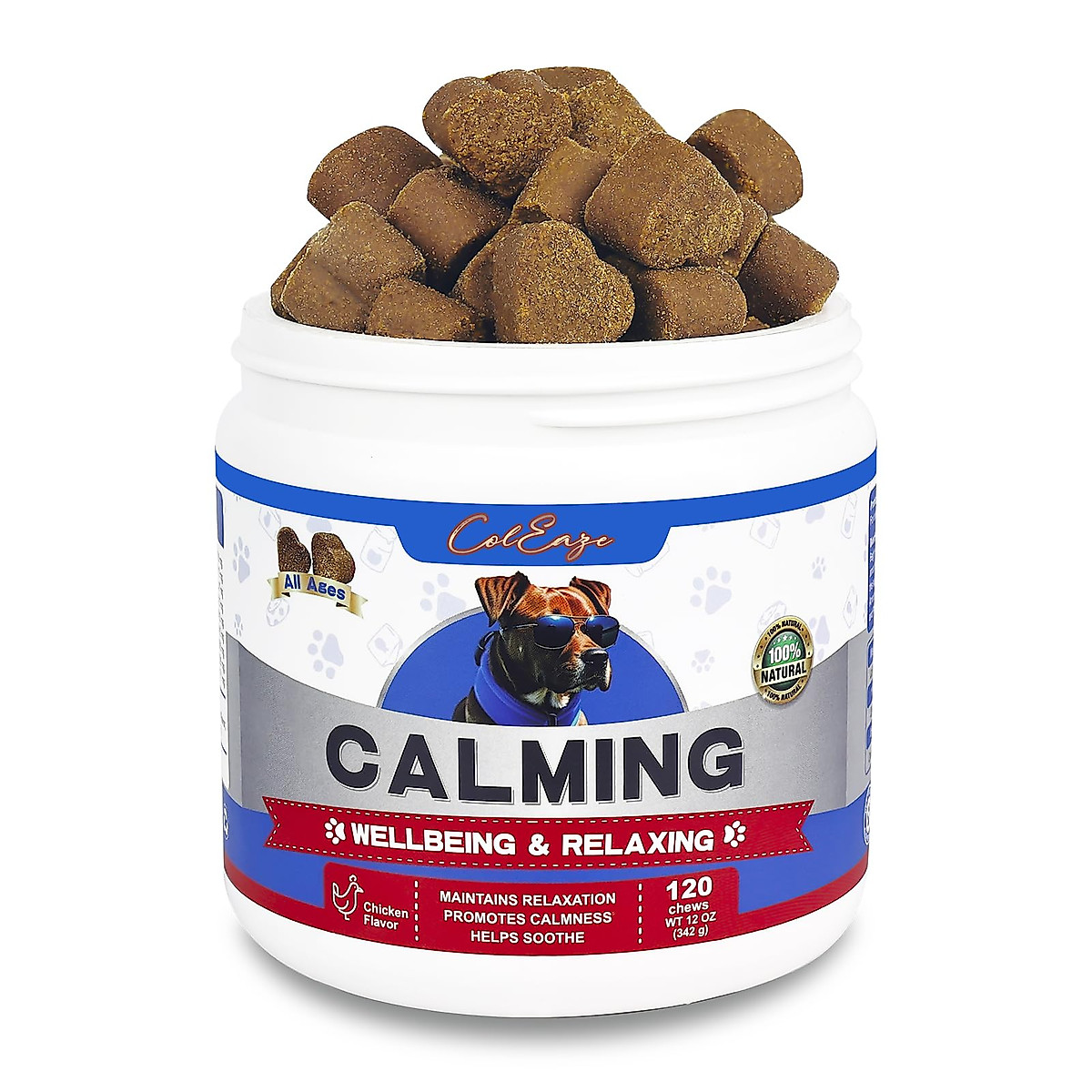 ColEaze Calming Chews for Dogs - 120 Count 342g Dog Calming Chew Manage Stress and Promote Relaxation for All Breeds & Sizes